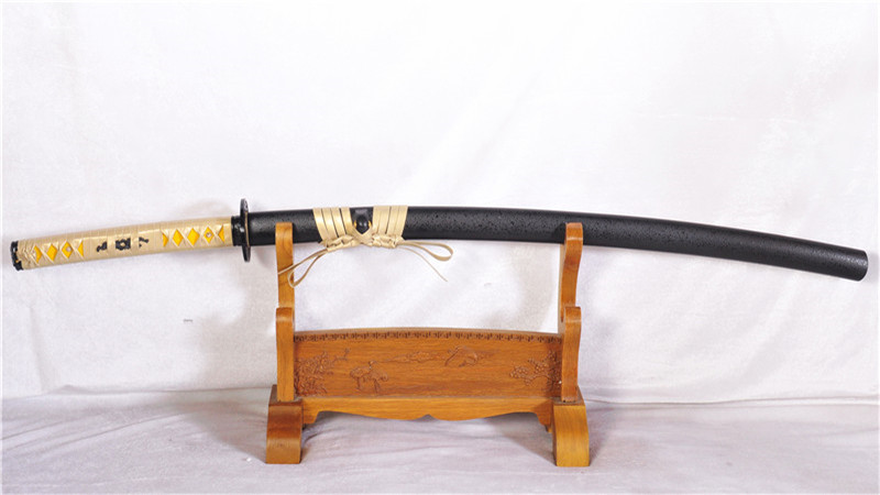 Little Crow Katana Japanese Sword Double Edge Battle Ready Leather Ito ...