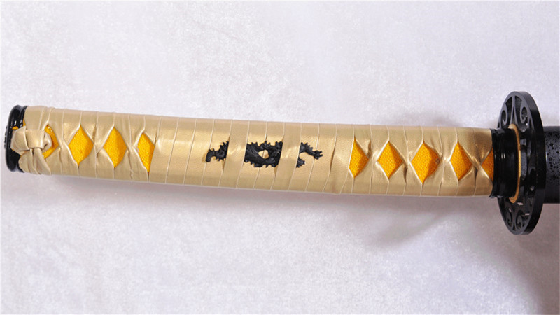 Little Crow Katana Japanese Sword Double Edge Battle Ready Leather Ito ...