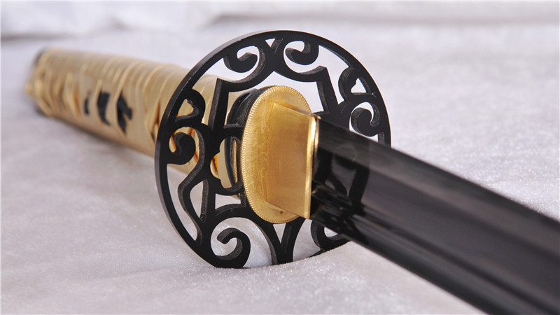 Little Crow Katana Japanese Sword Double Edge Battle Ready Leather Ito ...