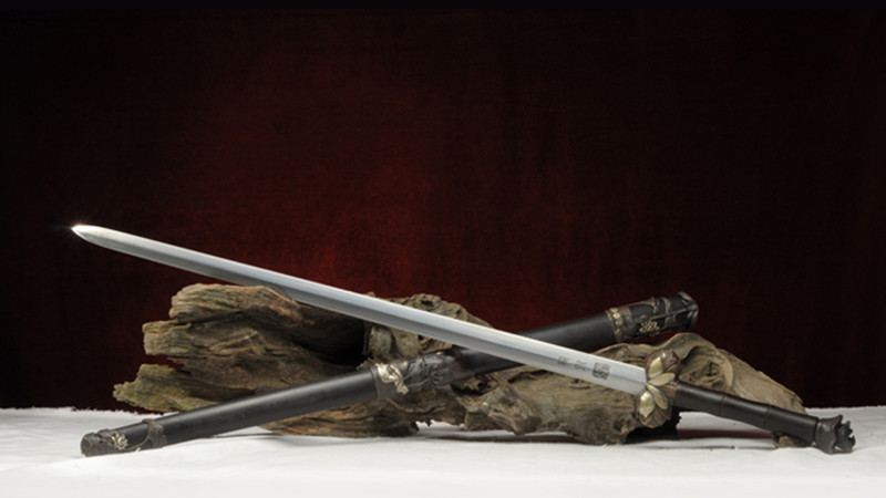Lotus Holy Jian Chinese Sword Ebony Scabbard Hand-Carved Brass Fittings ...